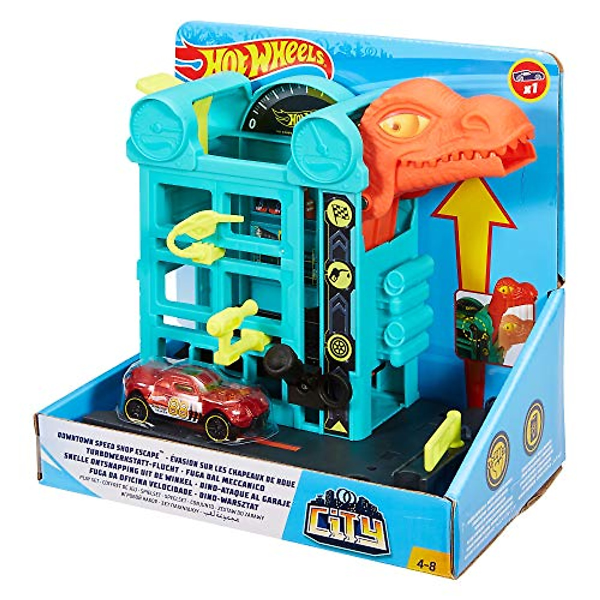 Hot Wheels Downtown Speed Shop Escape, playset