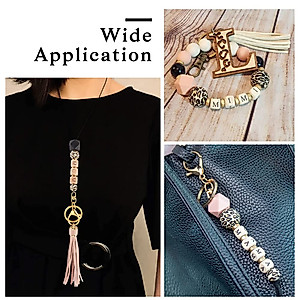 FASHEWELRY 54pcs Mama Silicone Bracelet Keychain Kit 12mm 15mm Leopard Print Silicone Beads Polygonal Silicone Rubber Beads for Mother’s Day Gift Mom Sister Auntie