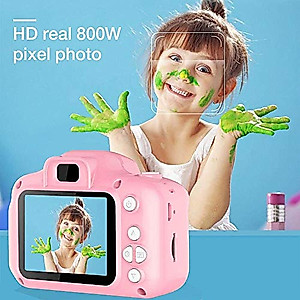 Alician Children Camera, Digital Kids Camera Selfie Camera, Mini SD Video Smart Shooting Digital Camera with 8GB Memory Card for Girls Boys Green