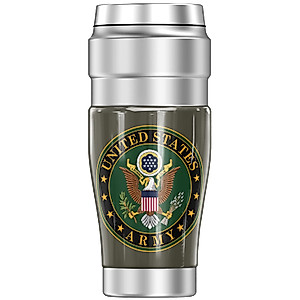 THERMOS Army OFFICIAL U.S. Army United States Army Eagle Logo STAINLESS KING Stainless Steel Travel Tumbler, Vacuum insulated & Double Wall, 16oz