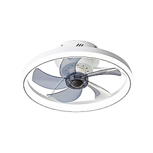 LMiSQ Modern Ceiling Fans with Lights Remote Control,20in White Smart Ceiling Fan Reversible Timing 6 Speeds Low Profile Dimmable LED Fan Light Flush Mount for Bedroom Kitchen Living room