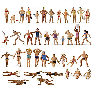 Evemodel P8720 40pcs Model Trains Swimming Figures 1:87 Scale HO Scale People Scenery Layout Landscape Miniature