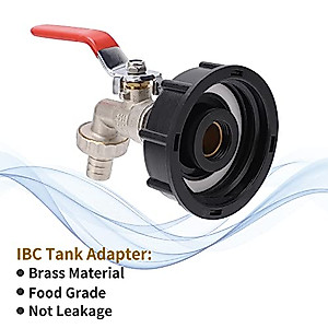 IBC Tote Tank Winterizing Brass Drain Adapter, Garden Hose Faucet Spigot 275-300 Gallon Water Tank Connector Replacement, Ton Barrel Fittings Switch Nozzles Tank Joints, Coarse Thread S60X6, 1/2"