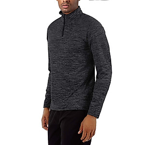 TACVASEN Men's Quarter Zip Pullover Fleece Pullover Workout Pullover Sports Performance Shirts Long Sleeve Pullover Shirts Tops Zip Up Black Grey, L