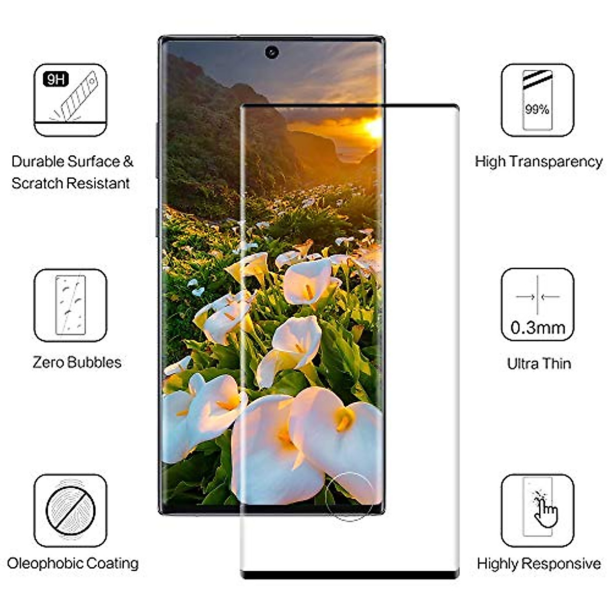 [2+2 Pack] Galaxy S23 Ultra Screen Protector with Camera Lens Protector,[9H Tempered Glass][Support Fingerprint Unlock ] [3D 3D HD Curved] for Samsung Galaxy S23 Ultra Screen Protector (6.8 Inch)