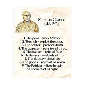 The Politician Lives Happily Off Others - Marcus Cicero Quotes Political Wall Art, This Vintage Bust Wall Art Print Is An Inspirational Wall Decor For Home Decor, Office Decor, Unframed - 8 x 10