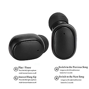 fosa1 True Wireless Earbud, Portable Mini Binaural Call Stereo in Ear Headphones Built in Mic Noise Reduction with Charging Case Fit for Running Gym Outdoor