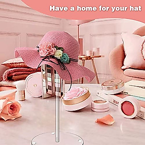 Hdkwby Hat Stand Wig Display Rack 4 Pack,Clear Acrylic Table Top Hat Holder Display Round Pedestal Stand for Round Bucket Multiple Hat Cowboy Baseball Cap Holder Watch Jewelry Displays (16 Inch Height)