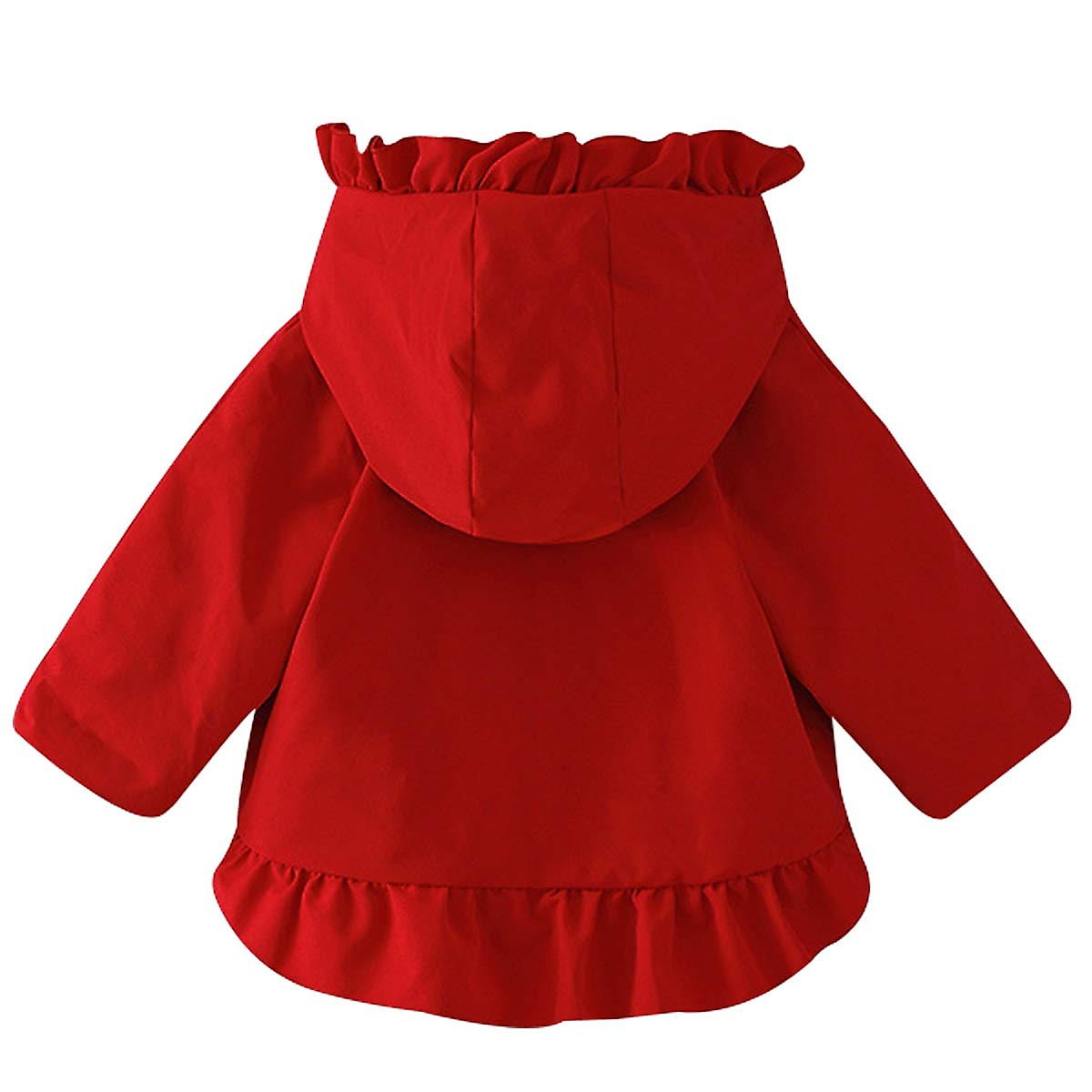 famuka Winter Baby Girl Jackets Thick Fleece Lined Winter Coat Cute Ruffled Outwear (Red, 12-18 months)