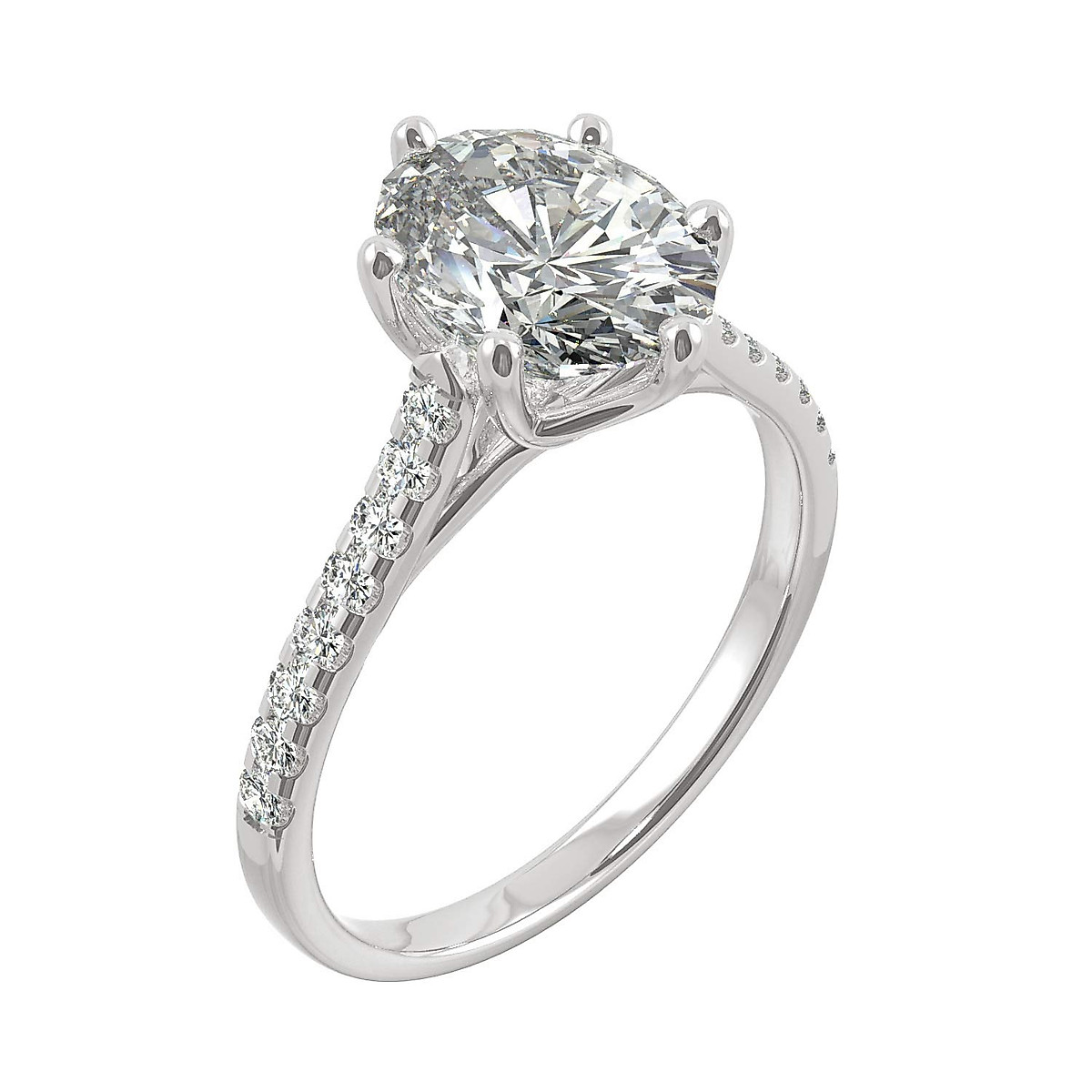 14K White Gold Moissanite by Charles & Colvard 10x8mm Oval Engagement Ring-size 8.5 3.24cttw DEW