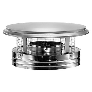 DuraVent DuraPlus 15 Inch Triple Wall Stainless Steel Round Chimney Cap with Removable Screws and Spark Arrestor Screen, Silver