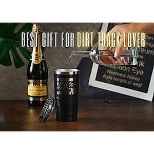 Onebttl Dirt Track Racing Gifts For Men, Gifts for Dirt Racing Lover, 20 oz/590 ml Stainless Steel Insulated Tumbler with Straw, Lid, If Dirt ain't Flyin' Y' All ain't Tryin'