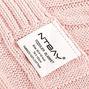 NTBAY 100% Pure Cotton Cable Knit Toddler Blanket, Super Soft Warm Breathable 30x40 Baby Blanket for Crib, Stroller, Nursery, Travel, Newborn, 30x40 Inches, Baby Pink
