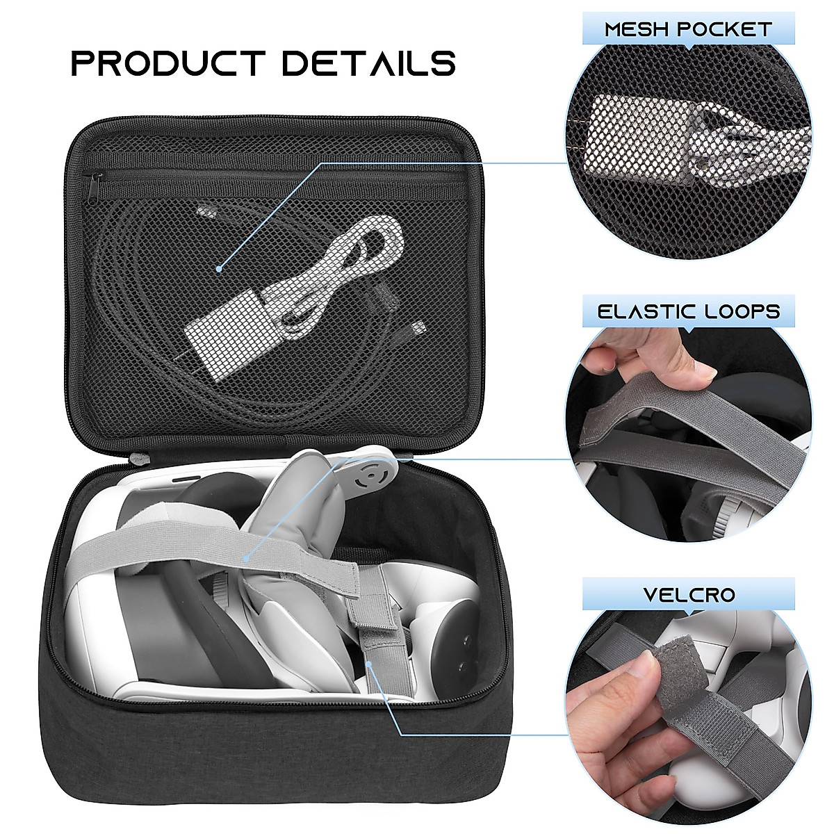 Soft Carrying Case Compatible with Oculus Meta Quest 3S/Quest 3/Quest 2 Official Original, Storage Case for Meta Quest 3/3S Headset Fits for Travel, Home, Outdoor(Not Compatible with Elite Strap)