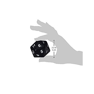 Koplow Games 55mm Jumbo D20 Opaque Black with White Numbers