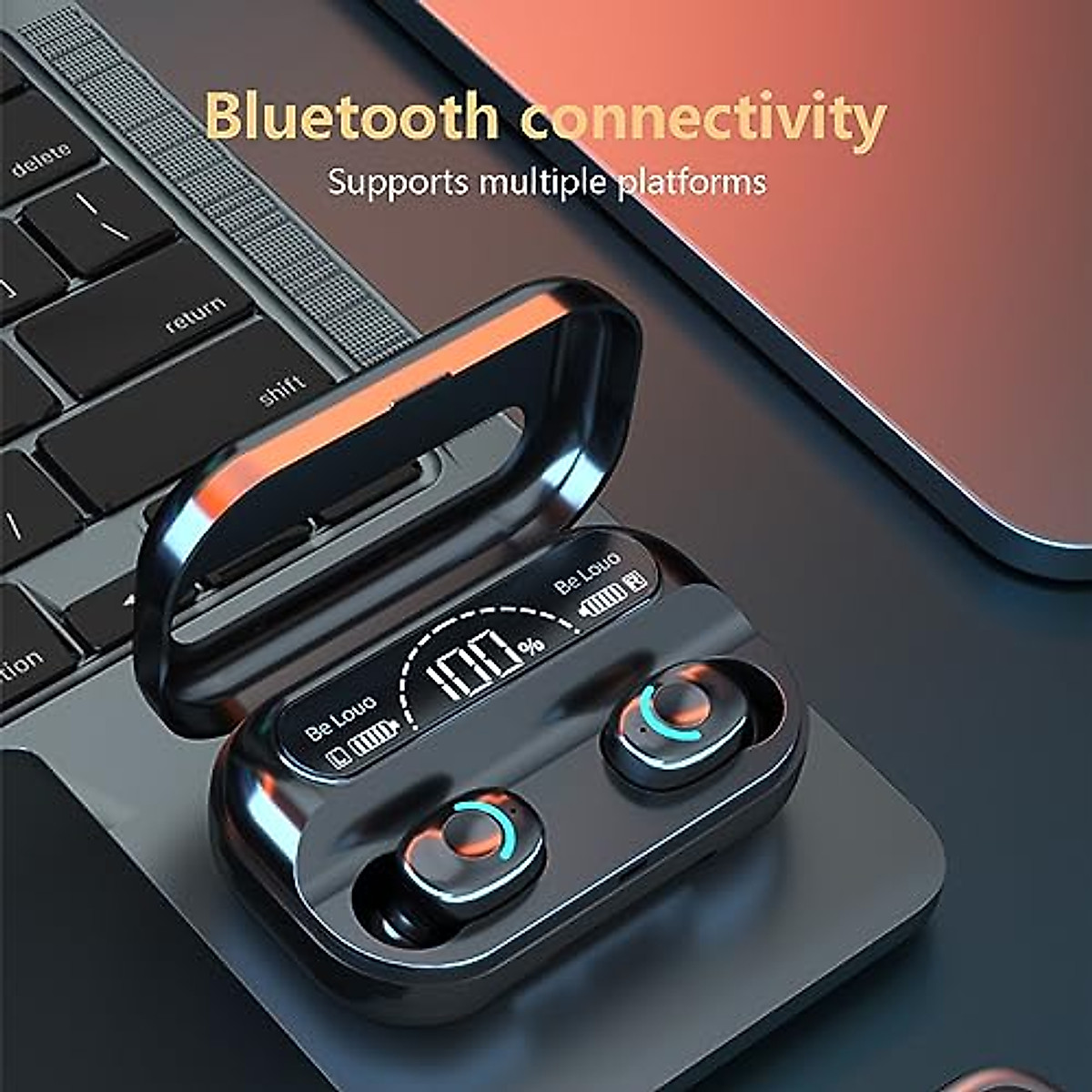Qaailabf Wireless Earbuds in-Ear Earbud, Bluetooth Headphones 5.3 Stereo, Led Display, Breathing Lamp, Ip4 𝖶𝖺𝗍𝖾𝗋𝗉𝗋𝗈𝗈𝖿 Earphones Sport Headset for Workout, Running, Gym