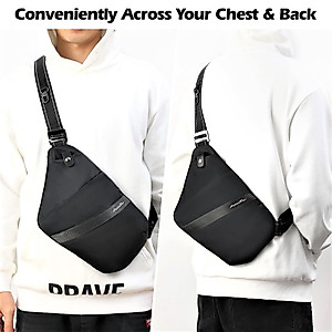 Alphantino 2023 Personal Flex Bag - Compact Sling Crossbody Slim Anti-Theft Bag, Side Crossbody High Density Nylon Chest Shoulder Daypack with Carabiner Key Clip, Lightweight Easy Carry for Travel