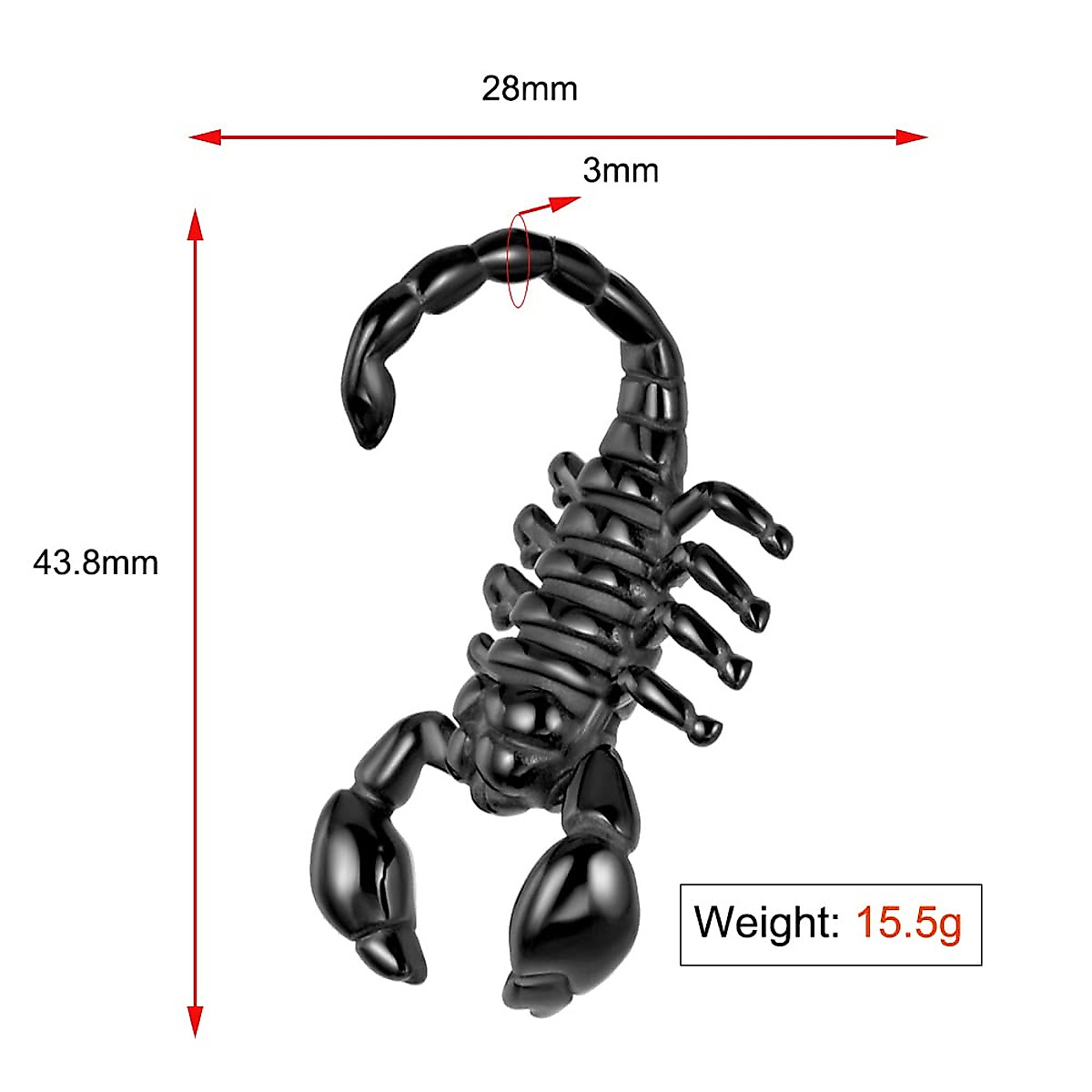 ERKUOO Ear Hangers Weights For Stretching Scorpion-Shaped Ears Gauges Stainless Steel Ear Expander Ear Plugs Tunnels Body Piercing Jewelry 8g(3mm)