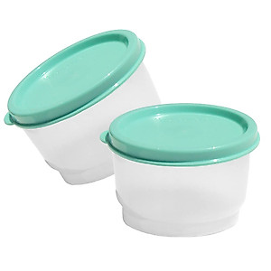 Tupperware 4 Ounce Snack Cups Set of 2 with Mint Green Seals
