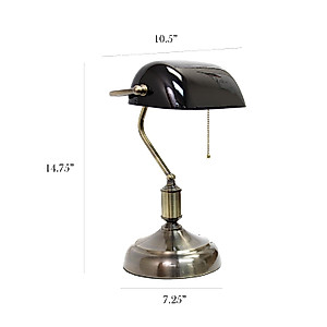 Simple Designs LT3216-WHT Executive Banker's Desk Lamp with Glass Shade White (Pack of 2)