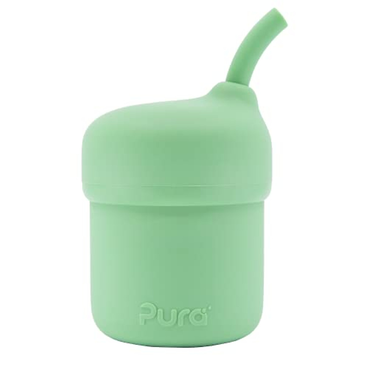 Pura my-my Silicone Straw Cup| Spill Proof, Reusable, Food Grade Silicone, Plastic-Free | For Kids, Toddlers, Babies & Infants - 2 Pack Rose & Moss