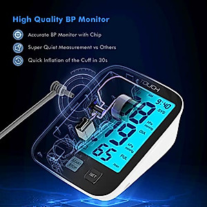 ZOETOUCH Bluetooth Blood Pressure Monitors for Home Use High Blood Pressure Machine, Smart Automatic Upper Arm BP Monitor Large Cuff, 500 Set Memory, Battery Included,LCD Backlit,Offline Storage