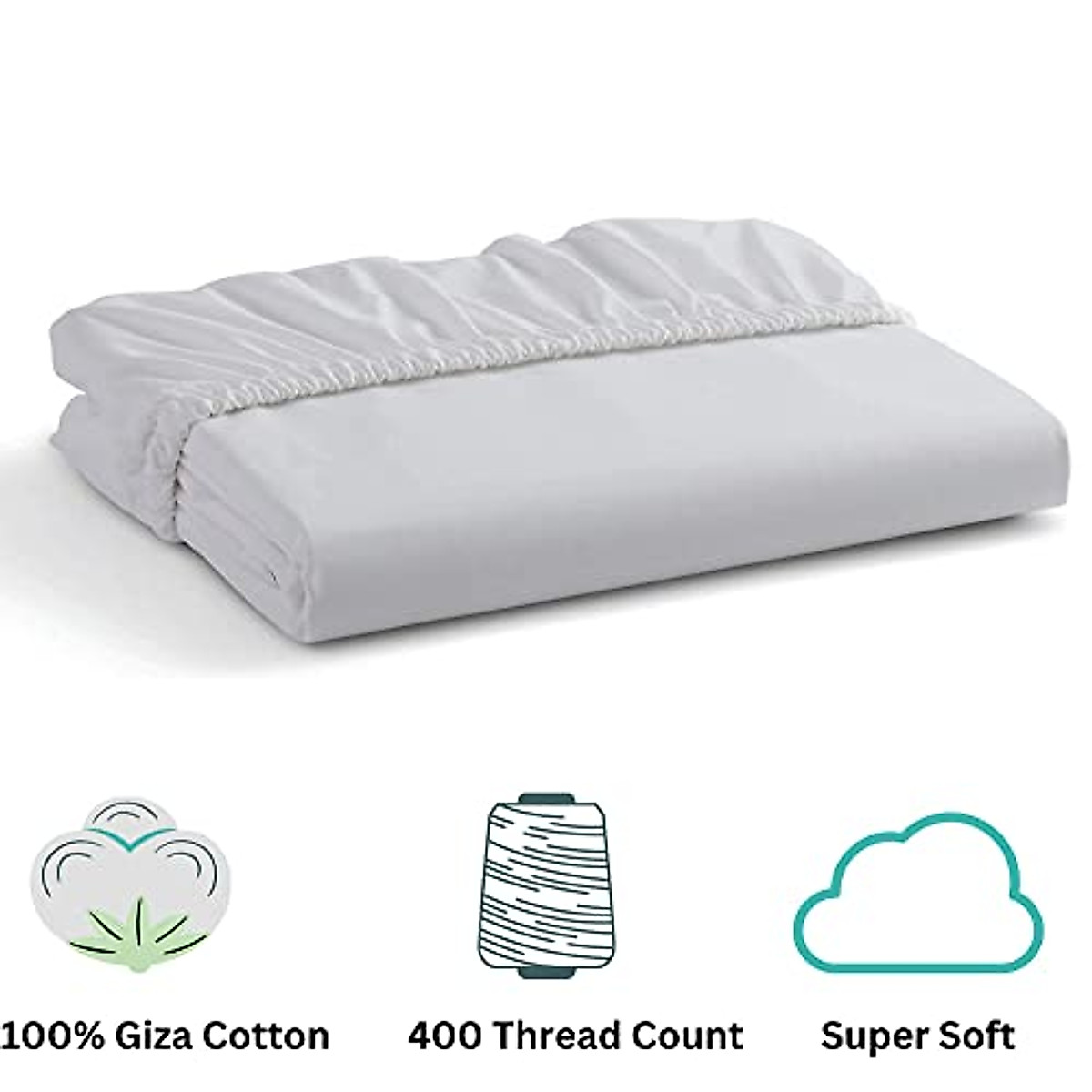 MyGiza Sheets California King Fitted Sheet, 100% Giza Egyptian Cotton, 400 Thread Count, White, 72"x84"