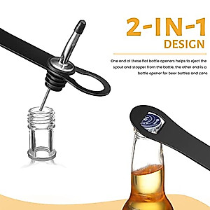 Bottle Opener and Pour Spout Remover Flat Bar Key Stainless Steel Bar Speed Opener Dog Bone Wine Bottle Opener Double Ended Beer Openers for Bartenders Home Kitchen, Black (4 Pieces)