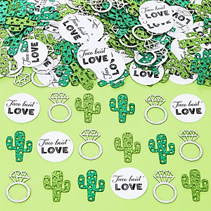 Kreatwow Fiesta Bachelorette Party Decorations 200pcs Taco Bout Love Confetti Mexican Fiesta Bridal Shower Party Supplies Cinco De Mayo Party Cactus Table Decors Scatter for Wedding Engagement