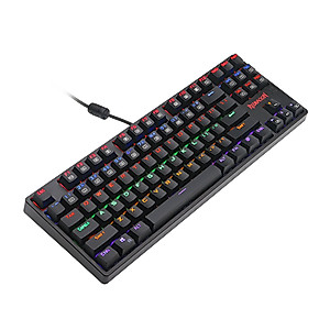 Redragon K576R DAKSA Mechanical Gaming Keyboard Wired USB LED Rainbow Backlit Compact Mechanical Gamers Keyboard 87 Keys for PC Computer Laptop Blue Switches (Black)