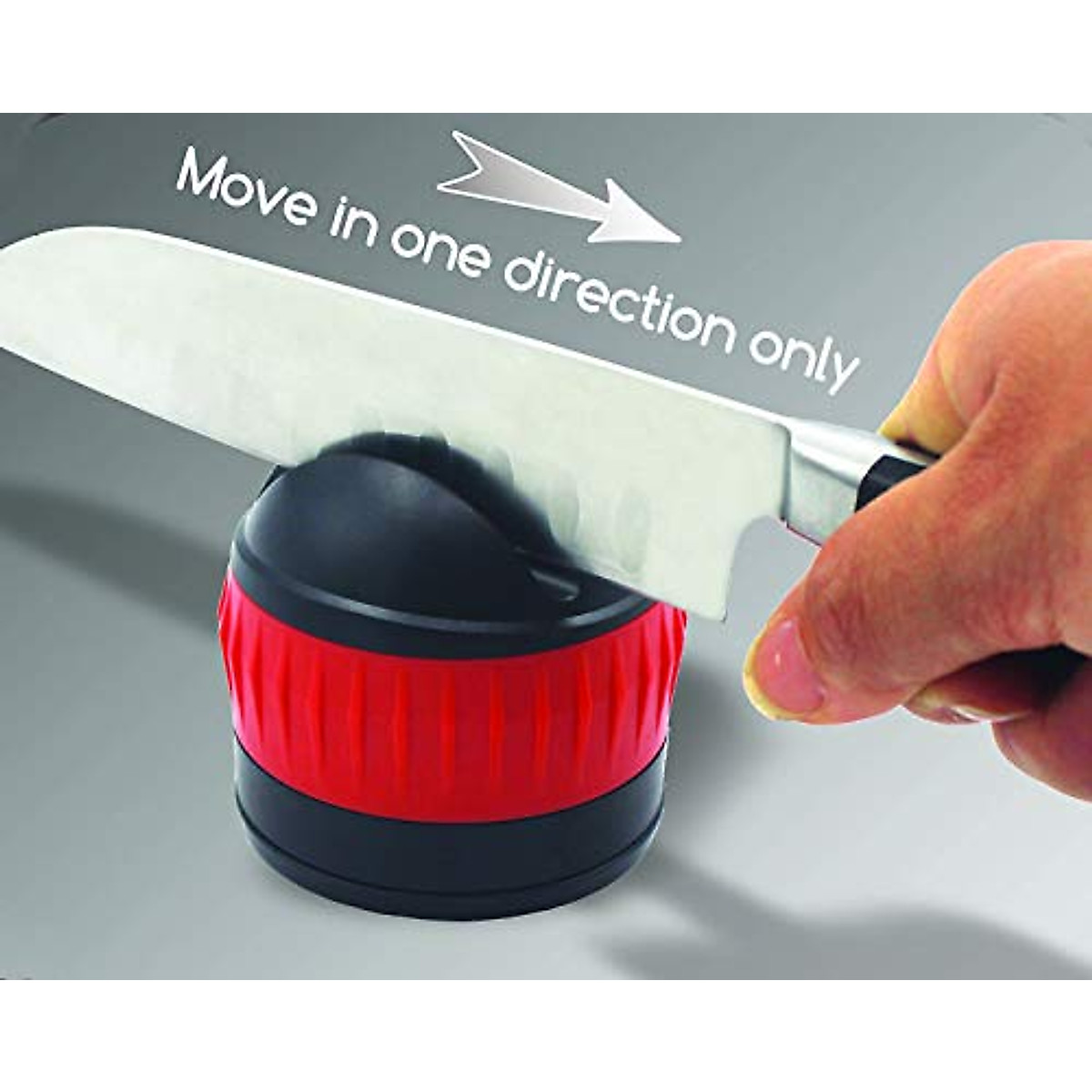 Jokari Knife Sharpener with Suction Kitchen Safety Seals to the Counter for One Handed Sharpening of Knives. In 3 Steps Blades Make Diamond Sharp Slices Rated Near Chef Quality. Skip the Electric Tool