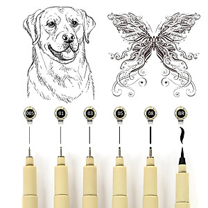 GETHPEN Micro-Pen Fineliner Ink Pens, 6 Pack Black Micro Fine Point Drawing Pens Waterproof Archival Ink Multiliner Pens for Artist Illustration, Sketching, Technical Drawing, Anime, Manga