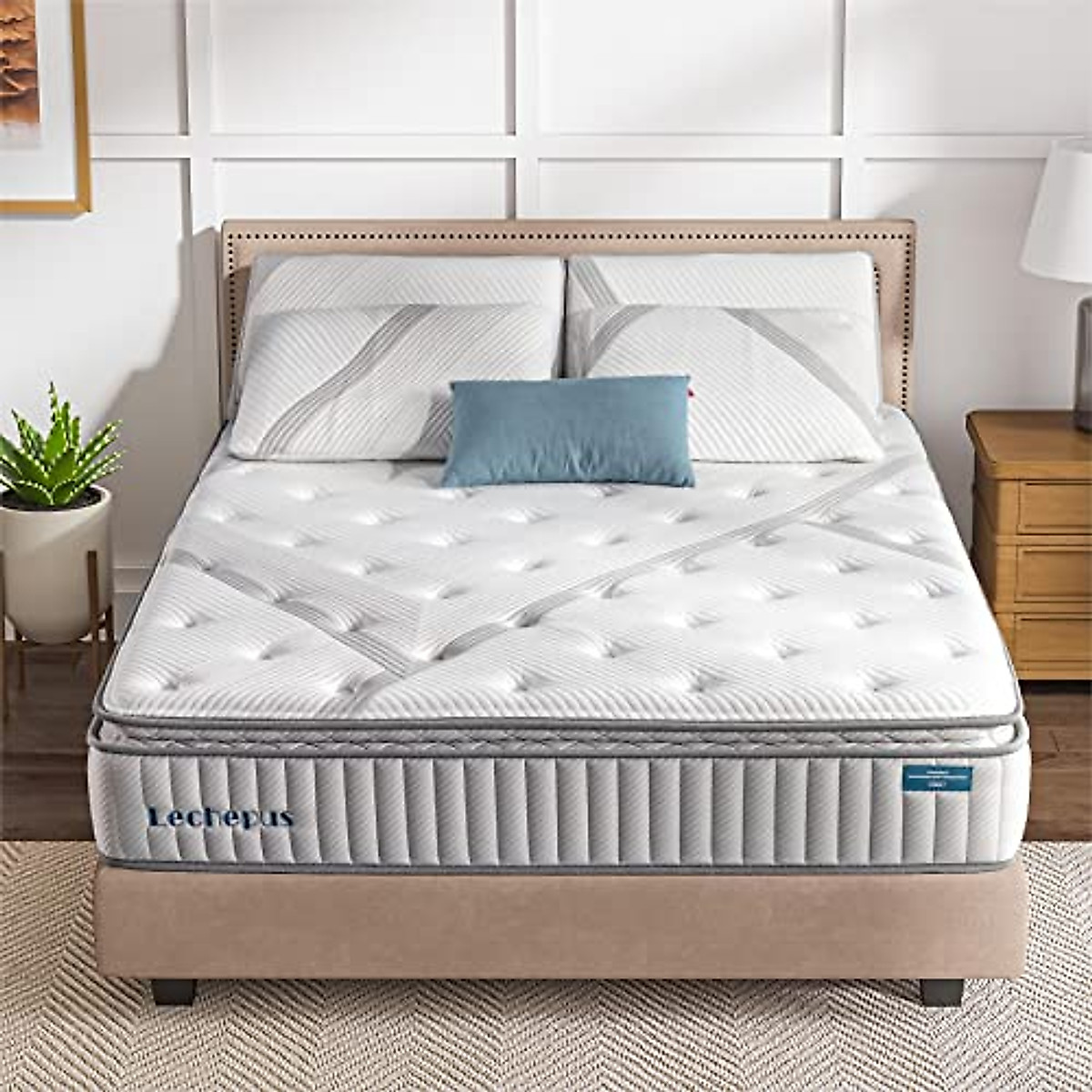 Lechepussleep Queen Mattresses,12 Inch Hybrid Mattress,Cooling Gel Memory Foam with Pocket Spring Mattress in Box for Pressure Relief and Balance Support, Medium Feel Mattress,CertiPUR-US Certified