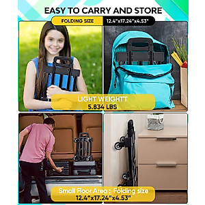 Lougnee Folding Hand Truck, 4 Wheels Fold Up Hand Cart with 2 Elastic Ropes, Portable Foldable 220 lbs Capacity Heavy Duty Luggage Cart, Utility Dolly Platform Cart for Car House Office Moving, Black