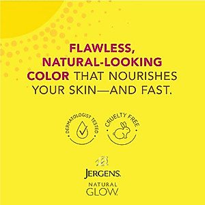 Jergens Natural Glow 3-Day Self Tanner, Sunless Tanner for Medium to Deep Skin Tone, Sunless Tanning Lotion Daily Moisturizer, for Streak-free Color, 4 Ounce