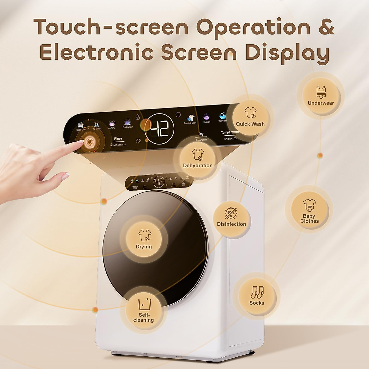 TECSPACE 2 In 1 Mini Portable Washer And Dryer Combo, 9 L Mini Washing Machine With 24 Hours Reservation Mode and High-temperature Stain Removal for Baby Clothes, Underwear (9L)