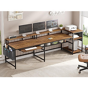 SEDETA L Shaped Computer Desk, Reversible Computer Desk, L Shaped Desk with Power Outlets & LED Strip, Monitor Shelf, Keyboard Tray, Pegboard and Storage Shelves for Home Office, Rustic Brown