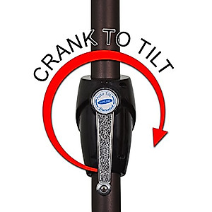 California Umbrella 9' Round Aluminum Market Umbrella, Crank Lift, Auto Tilt, Bronze Pole, Black Olefin