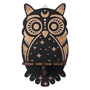 gifthub Lovely Wall Stand Wooden Crystal Stand Wall Hanging Display Stand,Aspen Crystal Shelf Display,Display Stand,Decorative Wooden Wall Shelving,Crystal Stone Storage Rack,(owl)