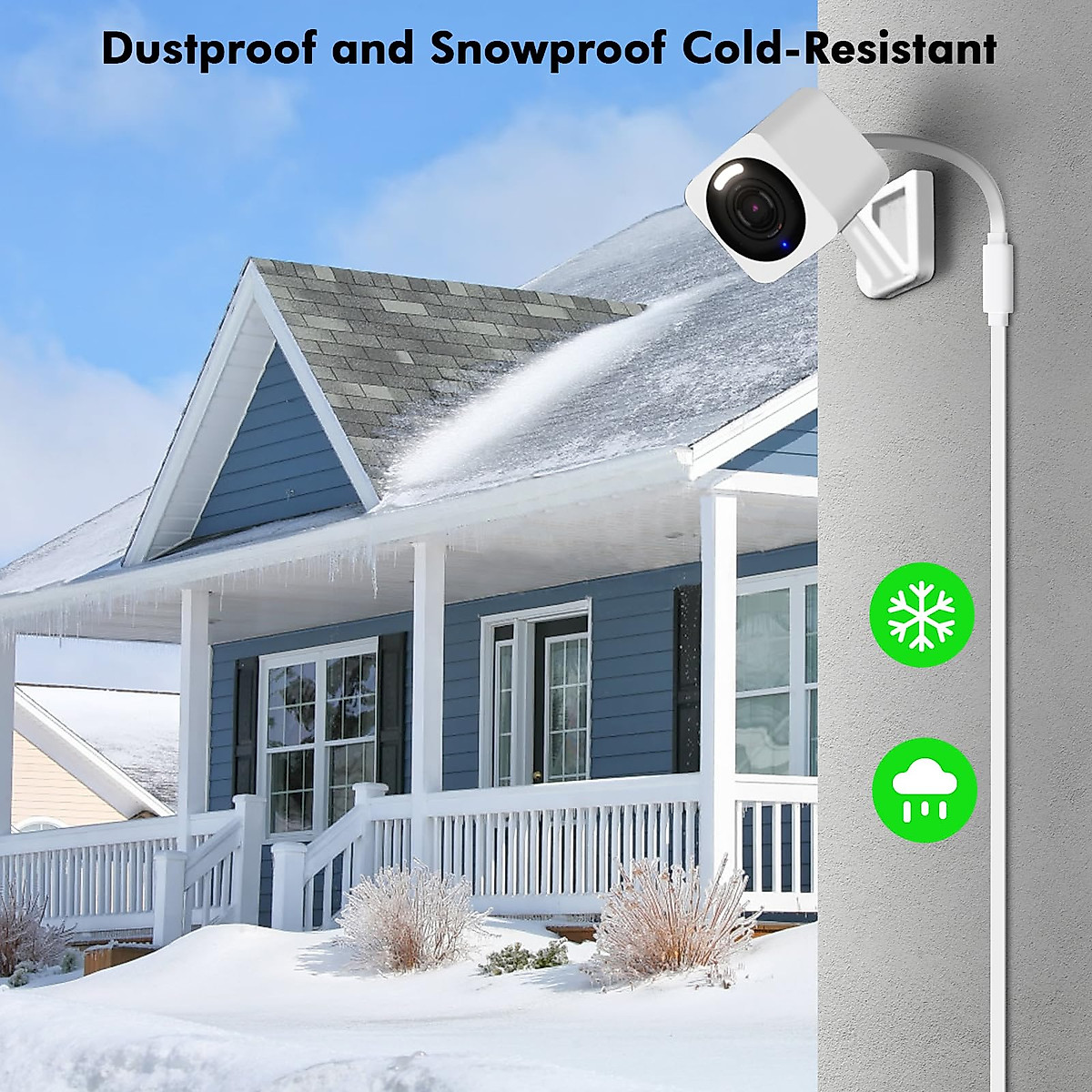 16.4FT Power Cable with Adapter Compatible with WYZE Cam Pan v3, Wyze Cam V4, Wyze Cam OG/V3/ V3 Pro, One-piece Molding with More Waterproof and Rust-proof to Keep 24-hour Power Supply for Outdoor Use