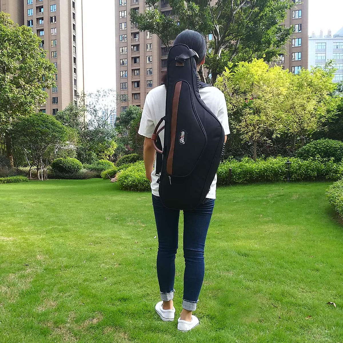 Xinlinke Tenor Saxophone Case Lightweight Soft Padded Bb Sax Gig Bag with Backpack Straps