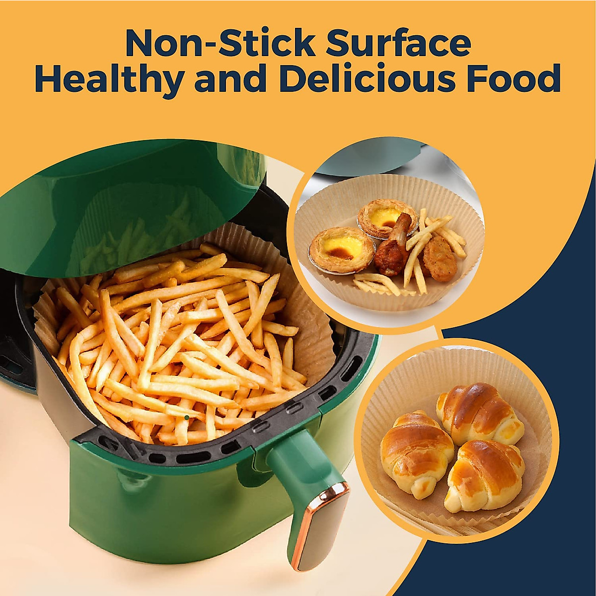 Air Fryer Disposable Paper Liner- 100 Pcs Non Stick Parchment Paper Liner for Air Fryer - Lodgisity Water Proof,Oil-Proof Liners for Baking, Roasting And Microwave (6.3 in x 1.7 in)