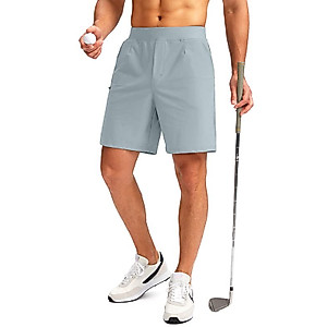 Viodia Men's 7" Golf Shorts with 5 Pockets Elastic Waist Dry Fit Stretch Lightweight Shorts for Men Hiking Casual Athletic