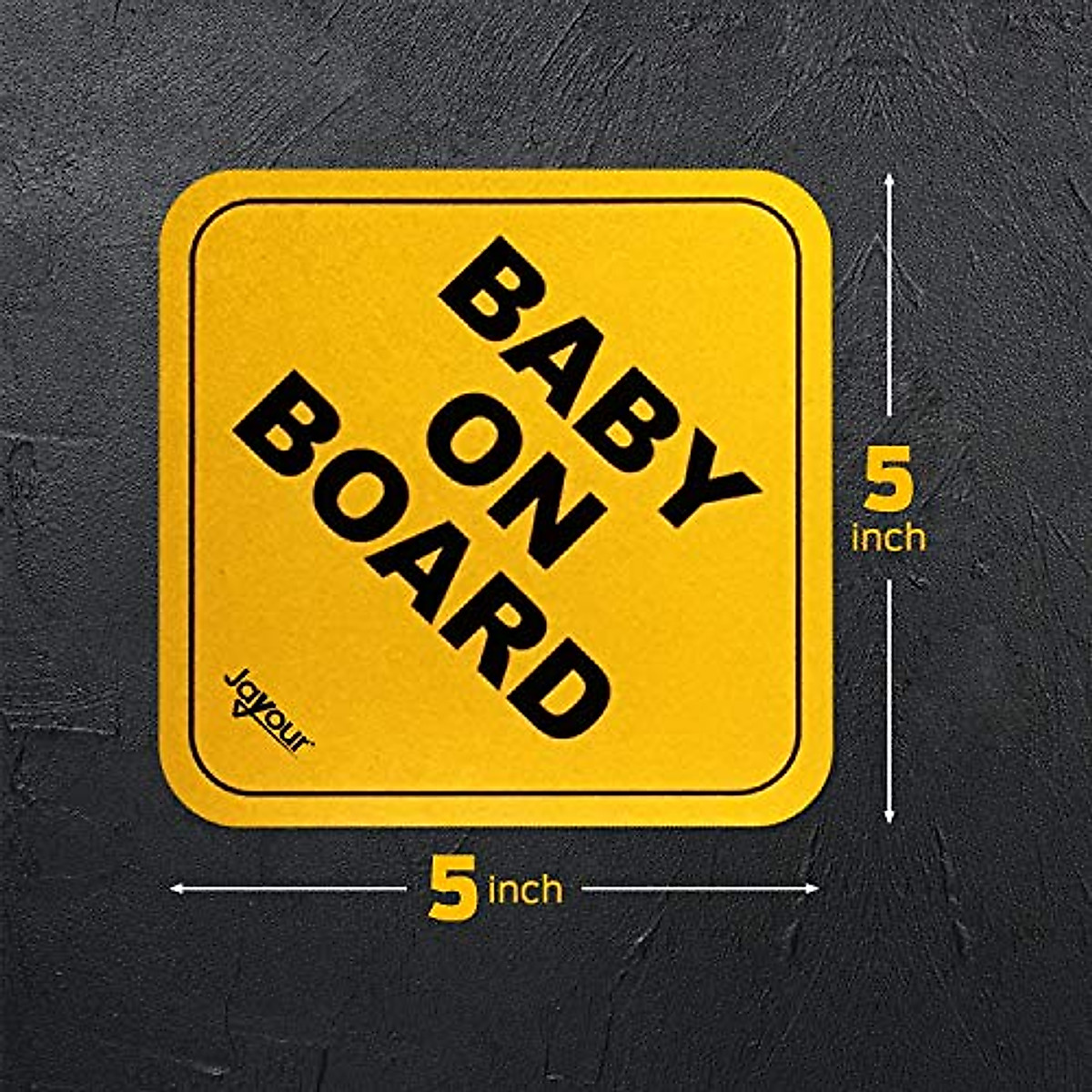 4 Pack - Reflective Safety Baby On Board Car Magnet Signs, 5x5 inch, Waterproof/Weatherproof, Golden Yellow