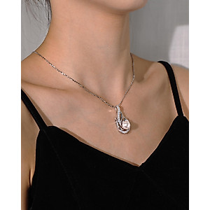 FANCIME June Birthstone Necklace Phoenix Pearl Necklace 9-10mm Genuine Freshwater Pearl in Sterling Silver Fine Jewelry for Women