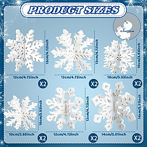 OuMuaMua 12 Set Winter Christmas Centerpiece Table Decorations - 24pcs Wooden Snowflakes Decor 3D White Snowflake Tabletop Decor for Xmas Holiday Tiered Tray Desk Winter Farmhouse Home Decor