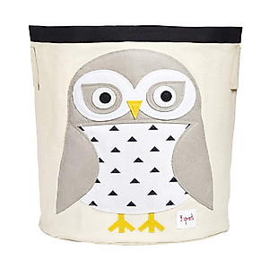 3 Sprouts UBNSNO Canvas Storage Bin Laundry and Toy Basket for Baby Toddlers and Kids, Owl and Cat