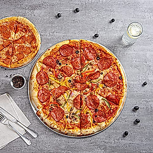 Restaurantware Met Lux 18 Inch Commercial Pizza Pan 1 Coupe Style Pizza Cooking Tray - Heavy-Duty 18-Gauge Aluminum Round Baking Tray Oven-Baking For Pizzas & More