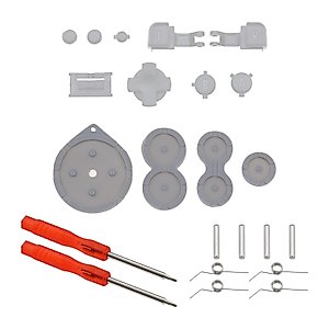 The Lord of the Tools Set of 23 Button Kit Compatible with Gameboy Advance SP Handheld Game Console A B L R Button Replacement Repair Accessory Grey