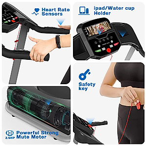 Treadmill,Home Foldable Treadmill with Incline, Folding Treadmill for Home Workout, Electric Walking Treadmill Machine 15 Preset or Adjustable Programs 250 LB Capacity MP3